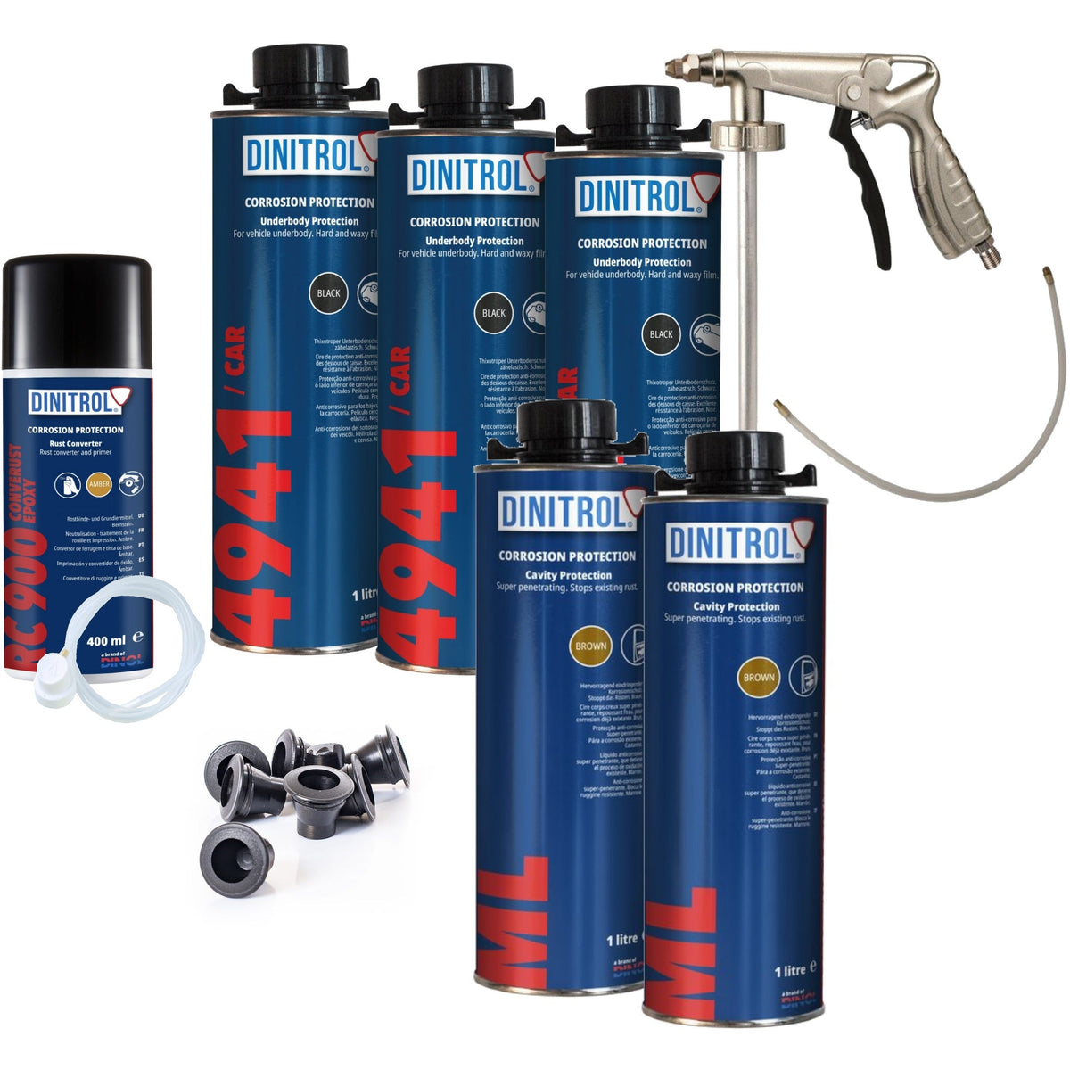 DINITROL CAVITY WAX RUST PROOFING KIT LITRES SMALL FIESTA CORSA MINI M ...