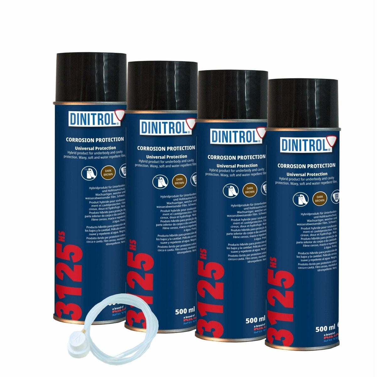 DINITROL 3125 HS RUST PROOFING CAVITY WAX 500ml 4x AEROSOL + Extension ...