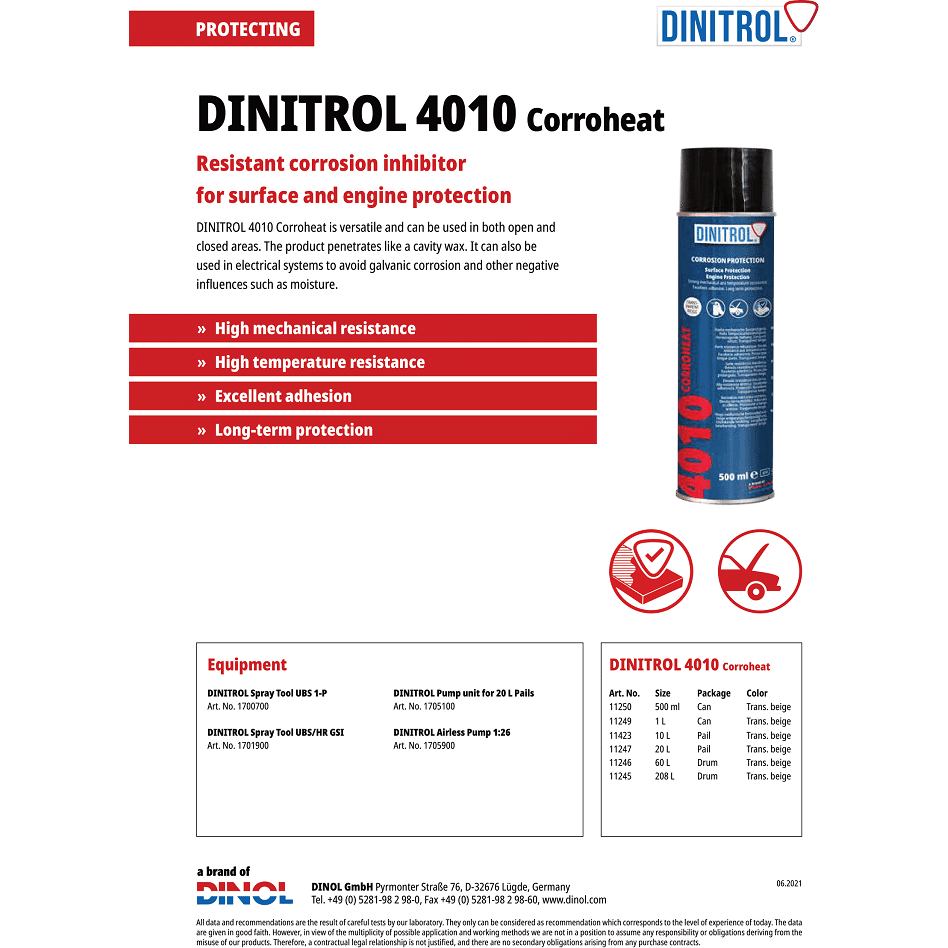 DINITROL 4010 HIGH TEMPERATURE RUST PROOF ENGINE WAX 500ML AEROSOL 4x ...