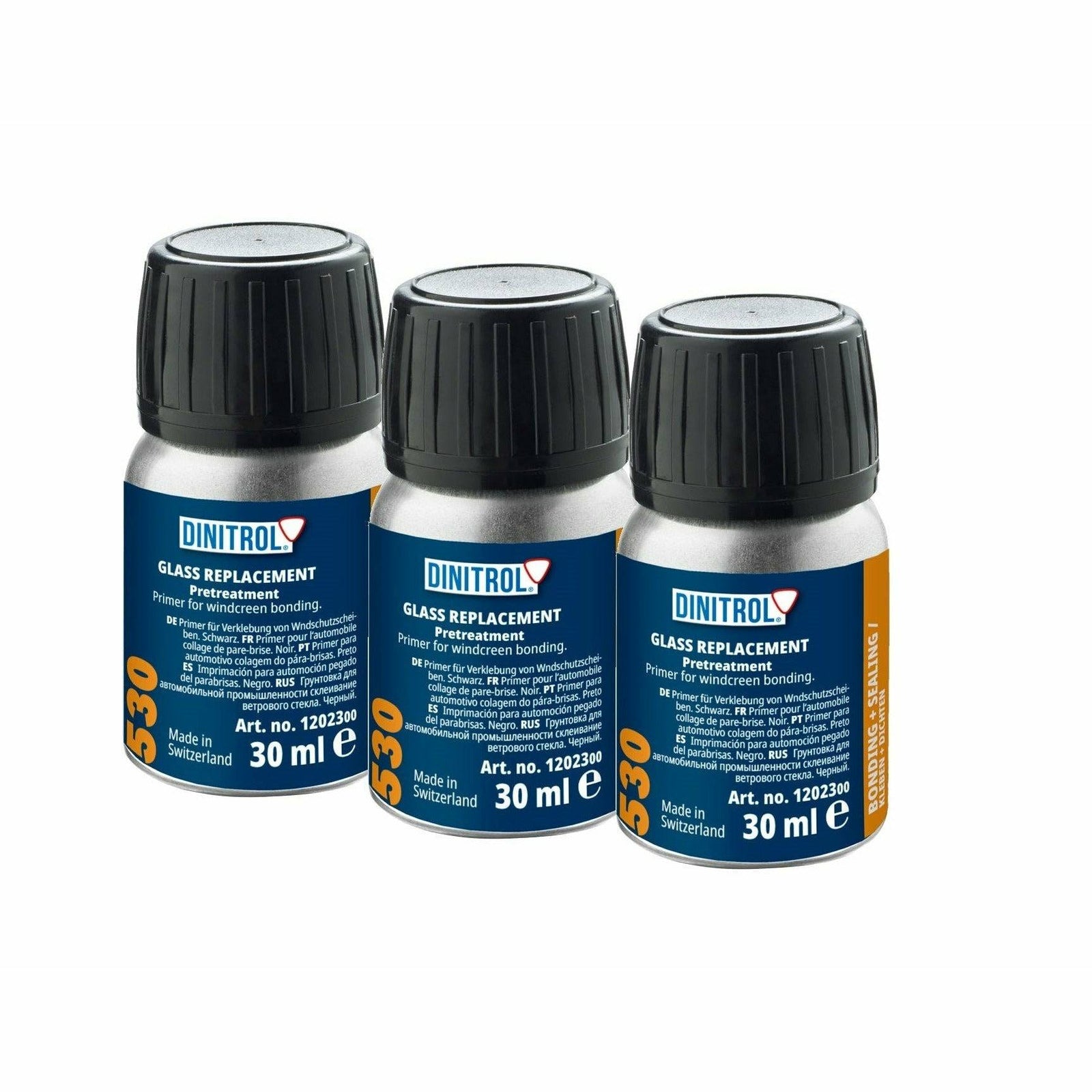 DINITROL 530 WINDSCREEN FITTING ADHESIVE GLUE 30ML BLACK PRIMER GLASS ...