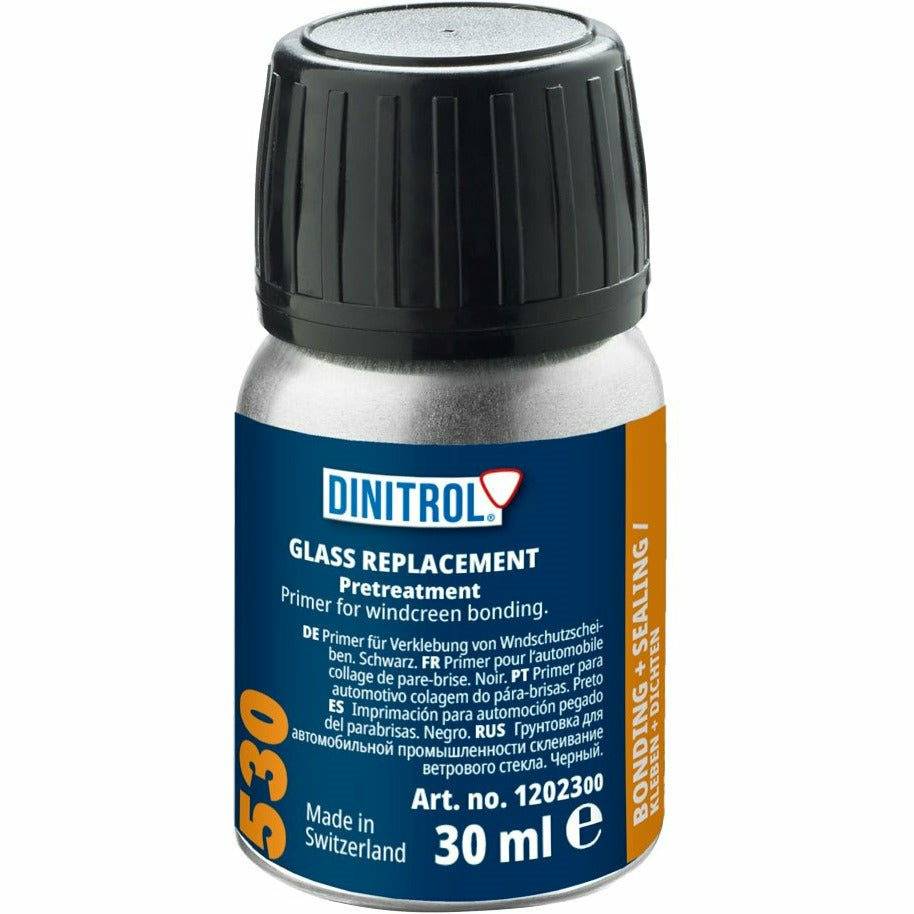DINITROL 530 WINDSCREEN FITTING ADHESIVE GLUE 30ML BLACK PRIMER GLASS ...