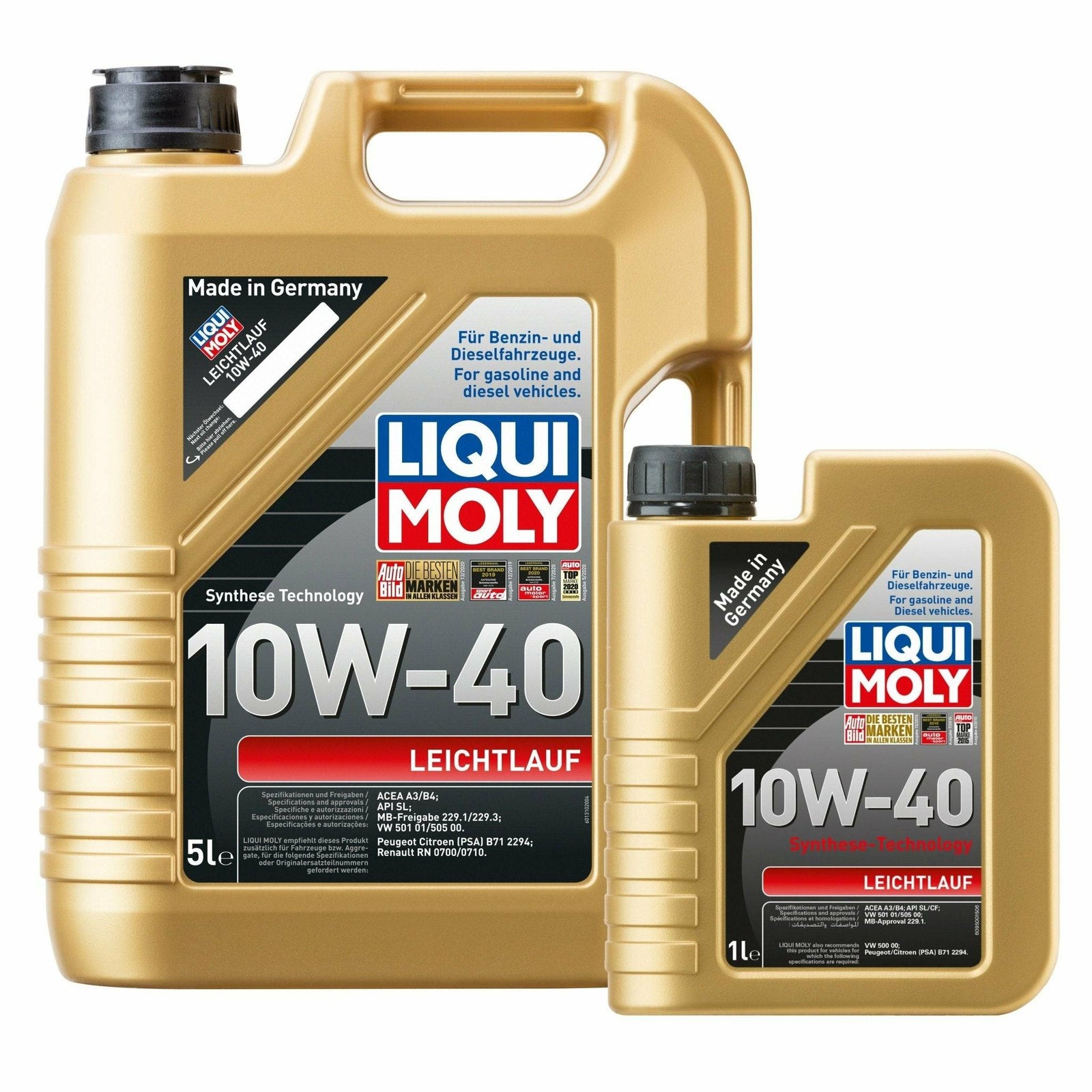 LIQUI MOLY 10W-40 Engine Oil Smooth Running ACEA A3 B4 API SL VW MB 5L ...