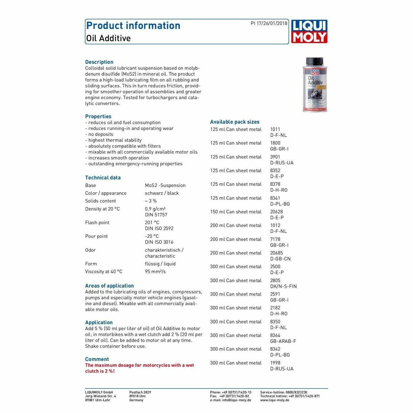 Liqui Moly Oil Additive MoS2 Engine Flush Plus Petrol and Diesel Servi ...