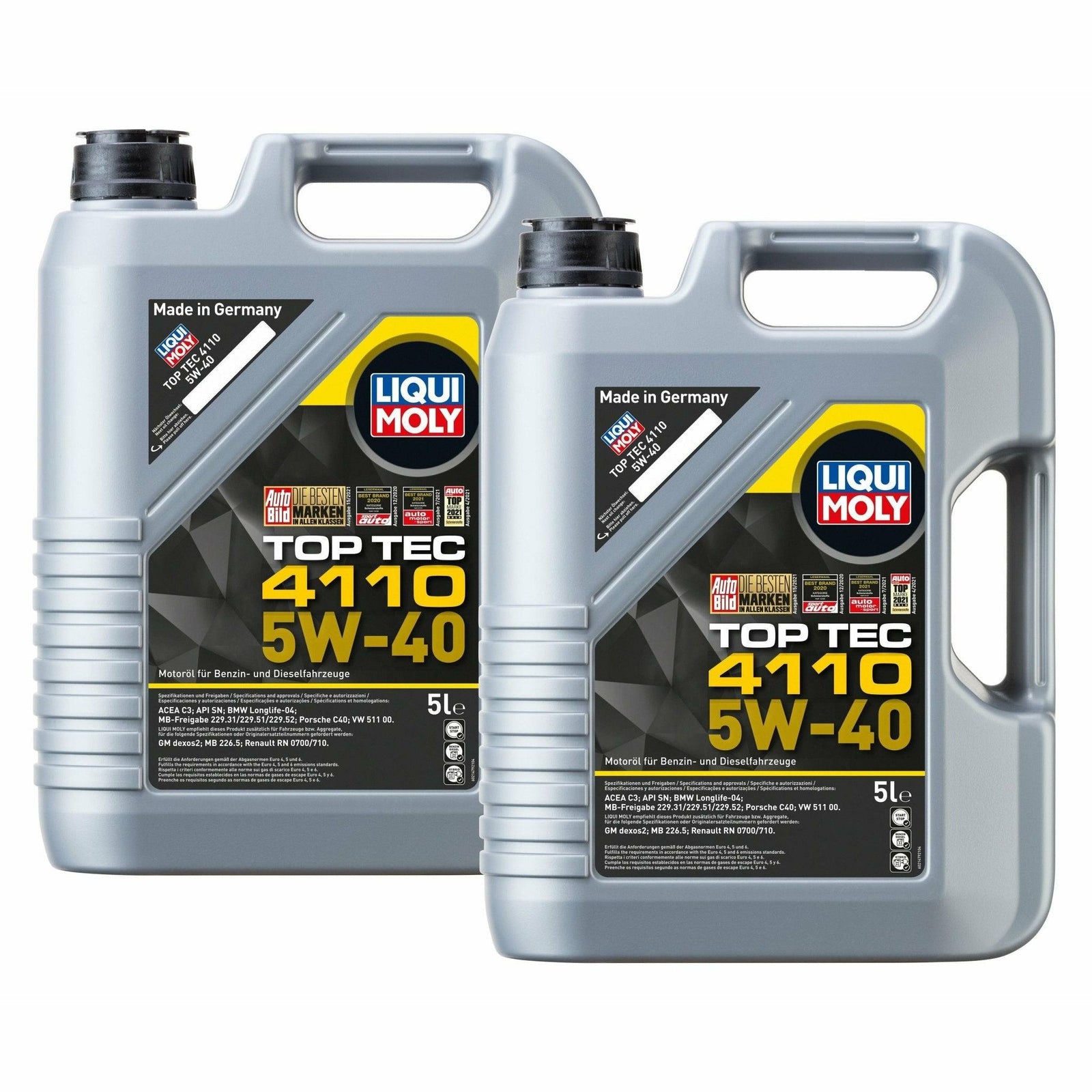 Liqui Moly Top Tec 4110 5W40 Engine Oil C3 BMW-LL Porsche C40 VW 511 M ...